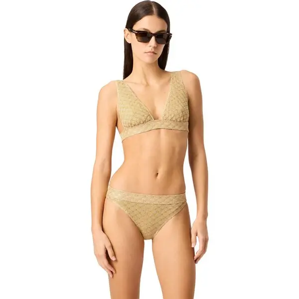 Missoni Bralette Bikini In Lamé Viscose With Raschel Workmanship - Gold