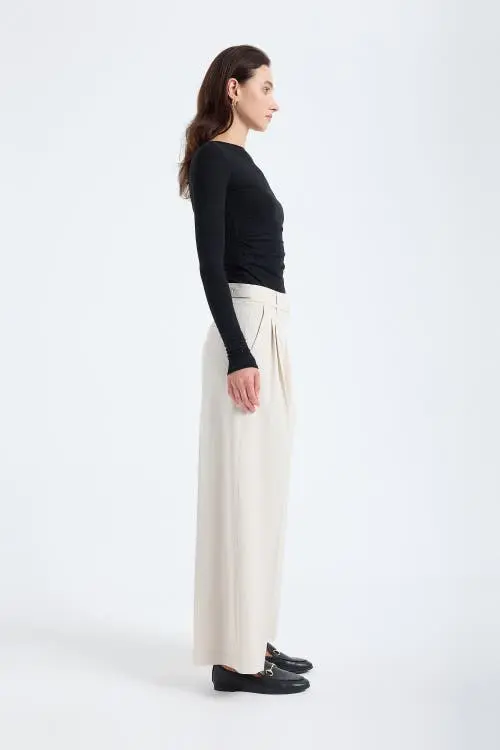 MONLICIA Liora Double-pleated High-waist Palazzo Trousers