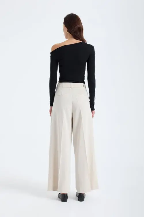 MONLICIA Liora Double-pleated High-waist Palazzo Trousers