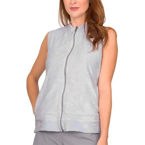 SOFIBELLA Crushed Velvet Golf Vest - Stone