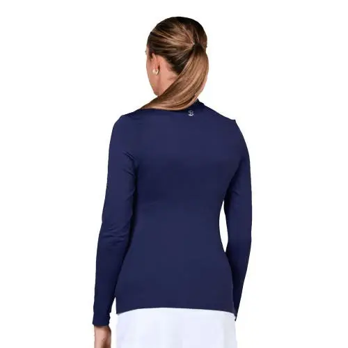 SOFIBELLA Quarter Zip Long Sleeve Golf Shirt - Navy
