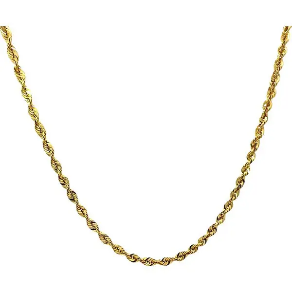 ANCONA JEWELRY 14k Yellow Gold Diamond-cut Rope Chain Necklace - Yelloq