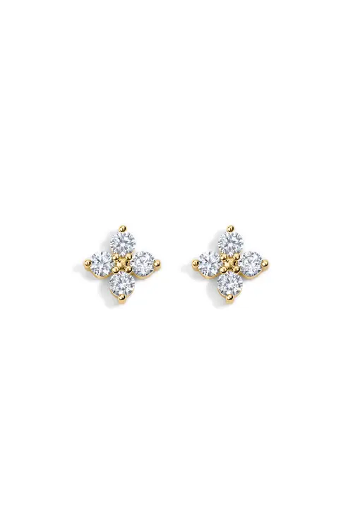 ELECTRIC PICKS Bella Dainty Clover Stud Earrings - Gold