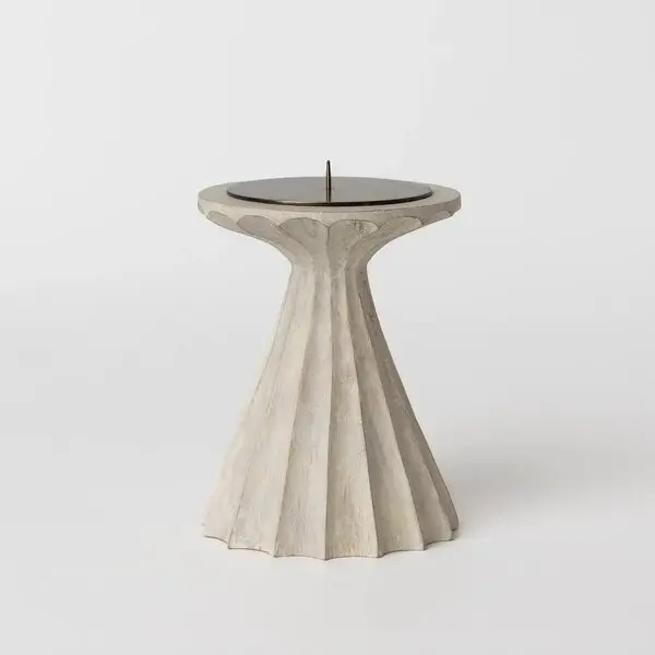 HOUSE OF REVELRY Bleached Tall Pillar Candle Holder - Whitewash