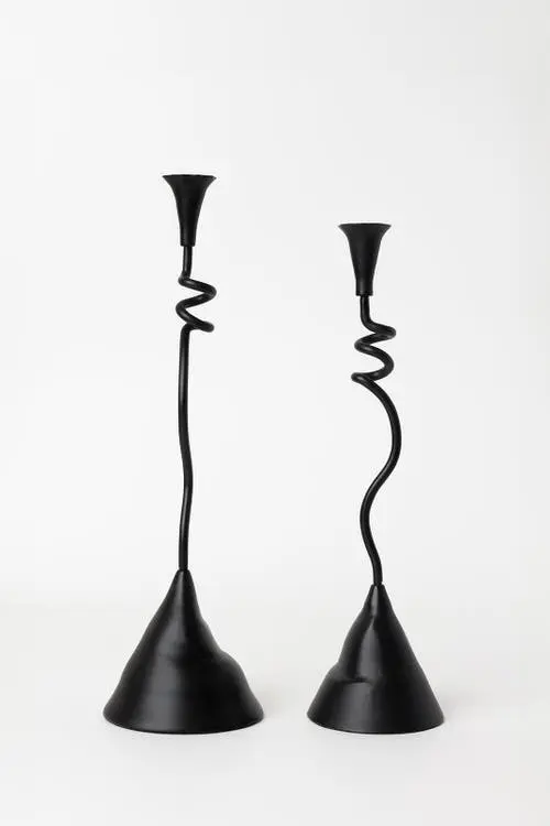 HOUSE OF REVELRY Winding Taper Candle Holders Set Of Two - Black