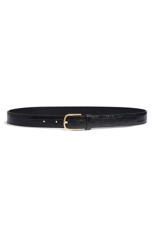 TOTEME Slim Croc-embossed Leather Belt - Black