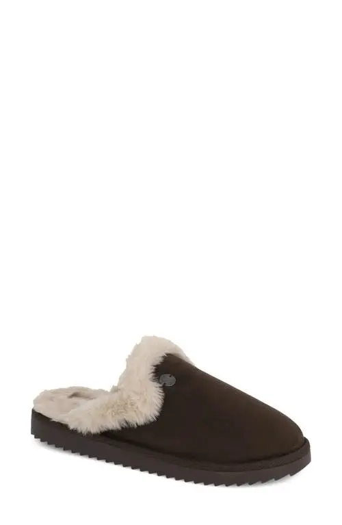Mia Faux-fur Lined Mule - Brown