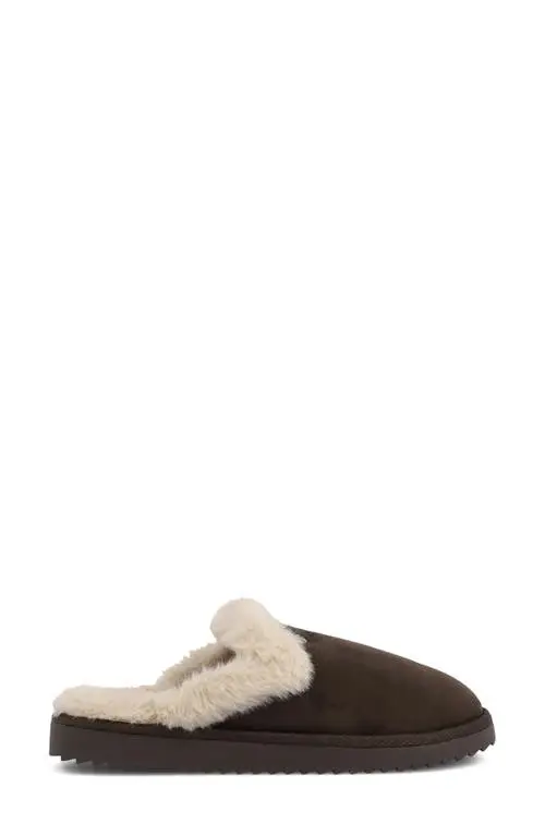 Mia Faux-fur Lined Mule - Brown