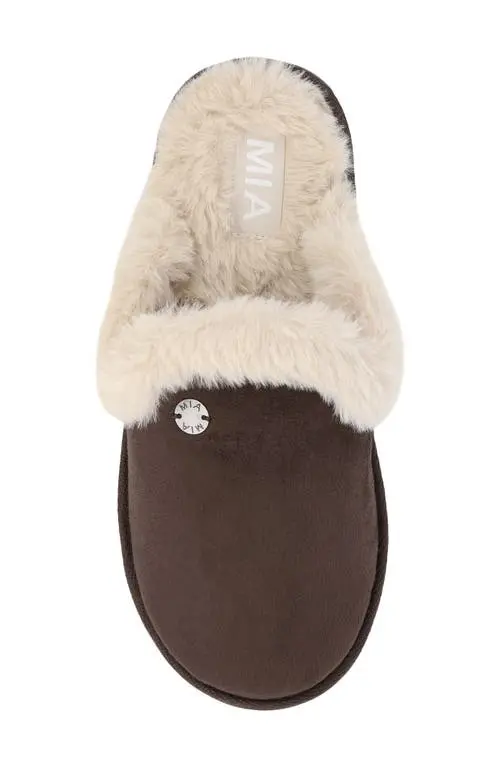 Mia Faux-fur Lined Mule - Brown