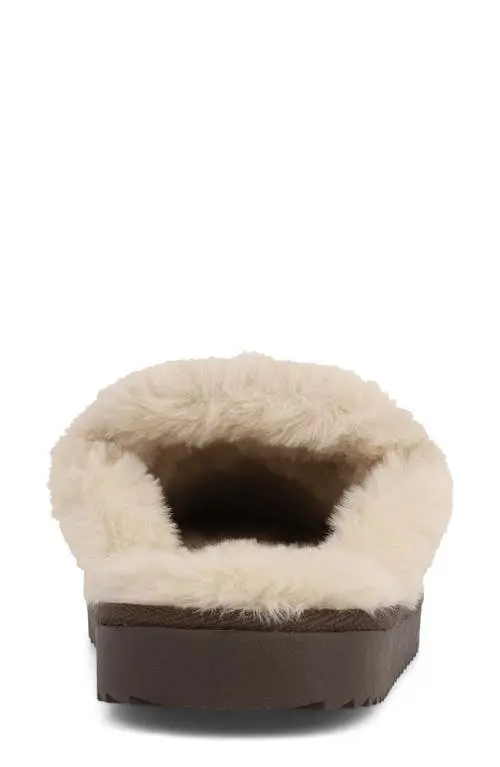 Mia Faux-fur Lined Mule - Brown