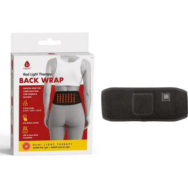 PURSONIC Red Light Therapy Back Wrapcomfort & Recovery For Lower Back And Core - Black