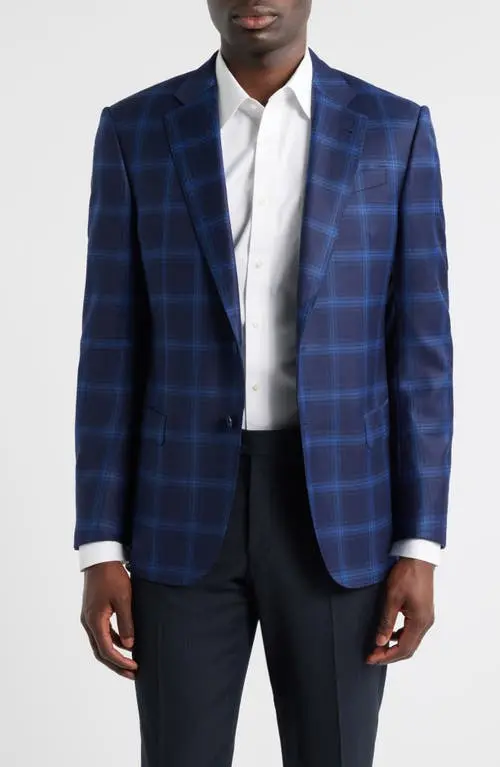 Emporio Armani Windowpane Check Virgin Wool Sport Coat - Navy