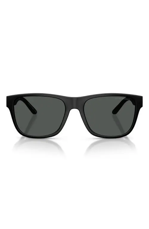 Emporio Armani 57mm Polarized Square Sunglasses - Matte Black/dark Grey