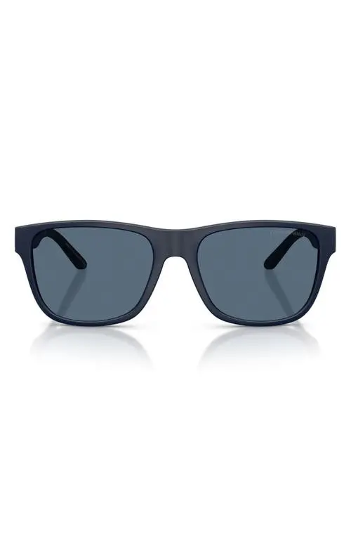 Emporio Armani 57mm Polarized Square Sunglasses - Matte Blue/dark Blue