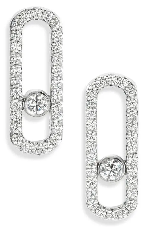 Messika Move Uno Diamond Pavé Stud Earrings - White Gold