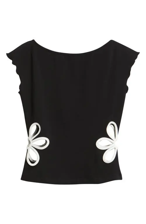 Princess Polly Currents Flower Cutout Cotton Blend Top