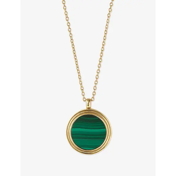 Astley Clarke Stilla Malachite Locket Necklace - Yellow Gold Vermeil
