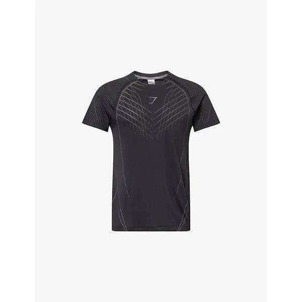 GYMSHARK Apex Seamless Crewneck Woven T-shirt - Black/dark Grey