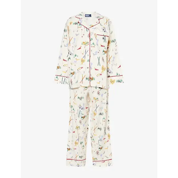 Polo Ralph Lauren Madison Graphic Cotton Pyjama Set - Traveler Ski Print