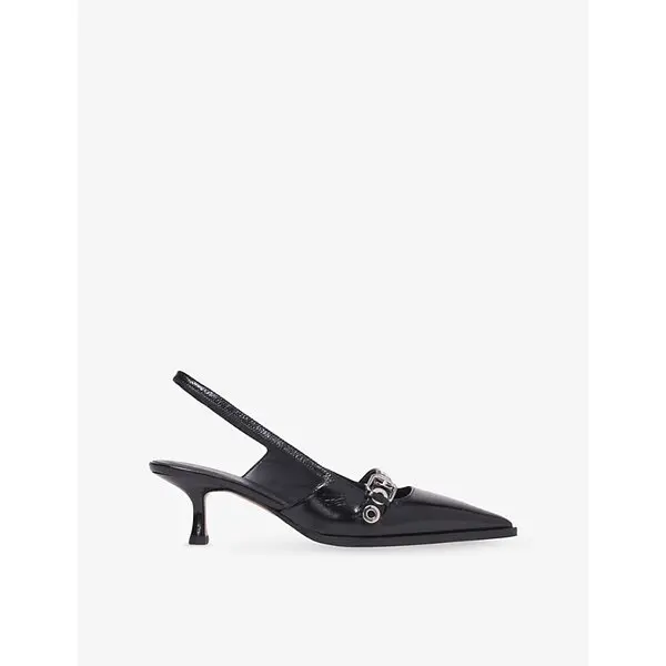 Maje Eyelet-embellished Leather Slingbacks