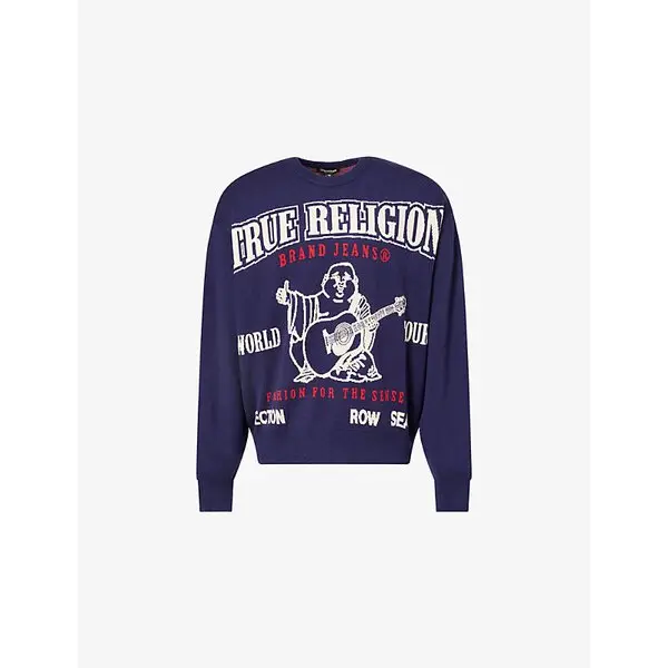 True Religion Boxy Printed Knitted Jumper