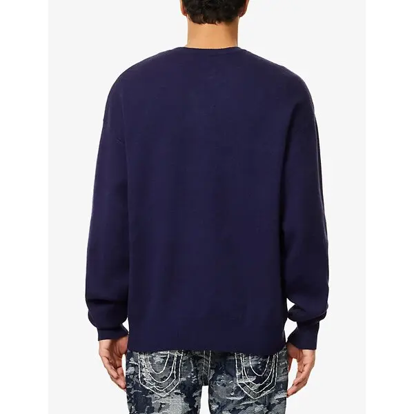 True Religion Boxy Printed Knitted Jumper
