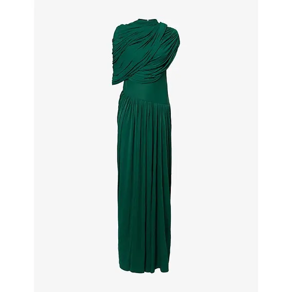 DEME Jasmine" Draped Stretch-woven Maxi Dress - Emerald Green