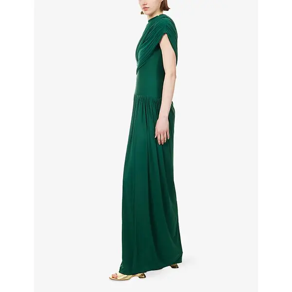DEME Jasmine" Draped Stretch-woven Maxi Dress - Emerald Green