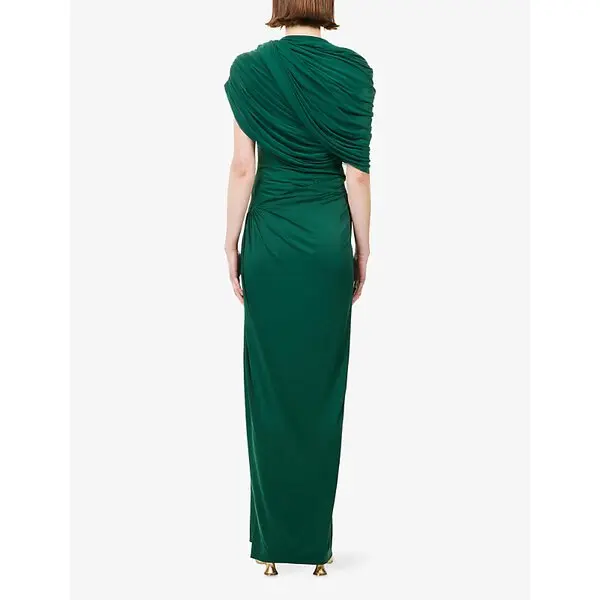 DEME Jasmine" Draped Stretch-woven Maxi Dress - Emerald Green