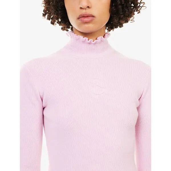 Cordova Kitz Frilled-neck Merino Wool-blend Jumper - Peony