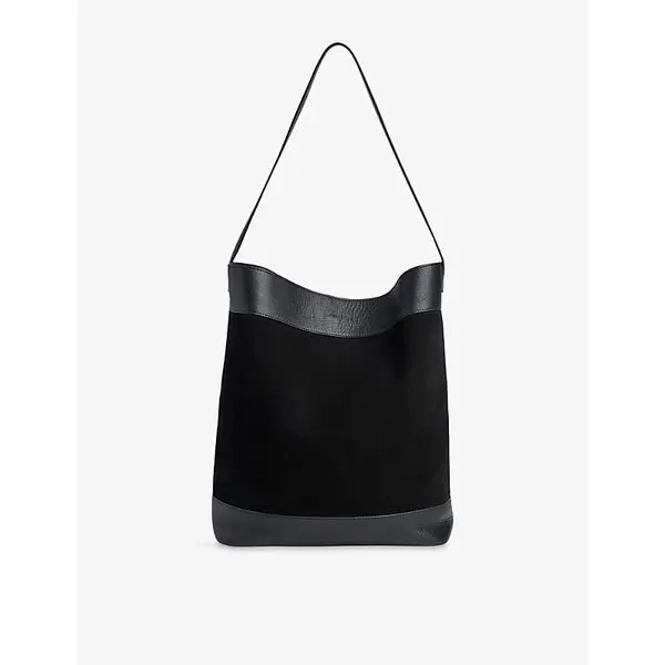 Whistles Sasha Suede And Leather Shoulder Bag - Black