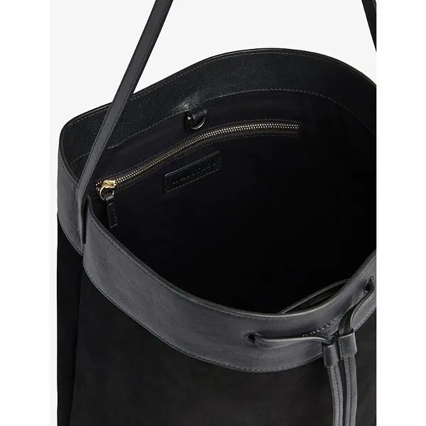 Whistles Sasha Suede And Leather Shoulder Bag - Black