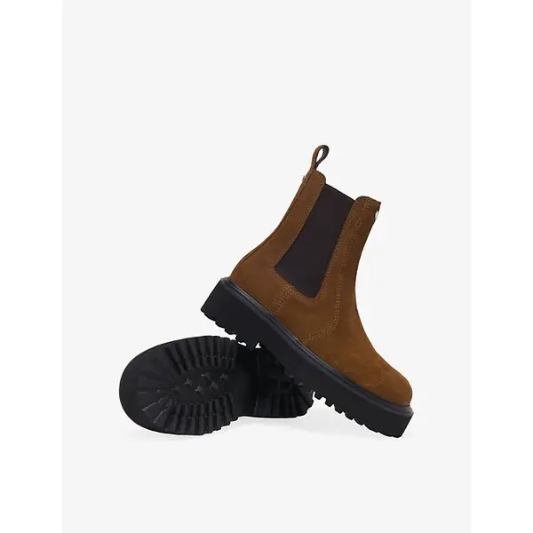 Maje Suede Chelsea Boots With Brand Plaque