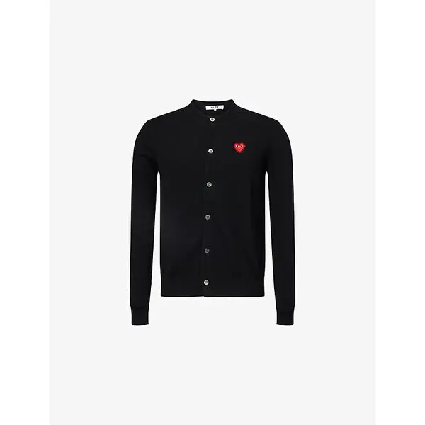 Play Comme Des Garcon Heart Crewneck Wool Cardigan