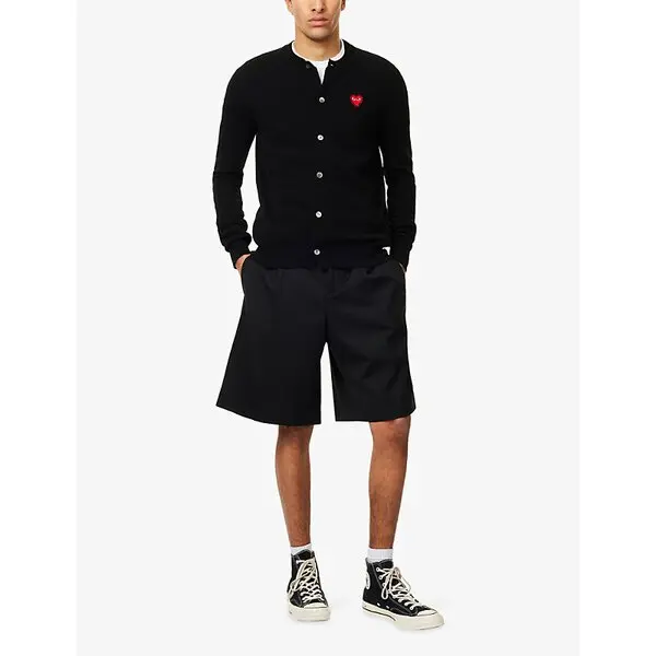 Play Comme Des Garcon Heart Crewneck Wool Cardigan