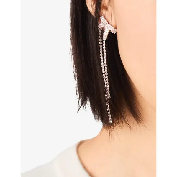 Maje Bow Rhinestone-embellished Drop Earrings
