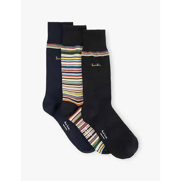 Paul Smith Signature Striped Cotton-blend Socks 3-pack - Multicolour