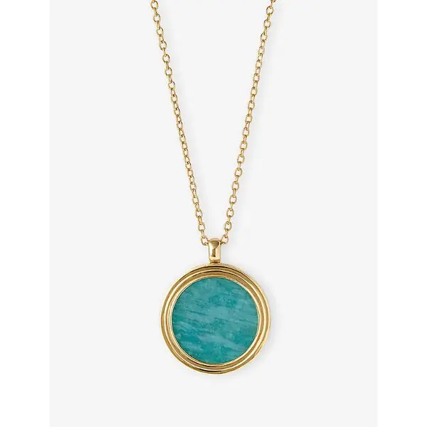 Astley Clarke Stilla Amazonite Locket Necklace - Yellow Gold Vermeil
