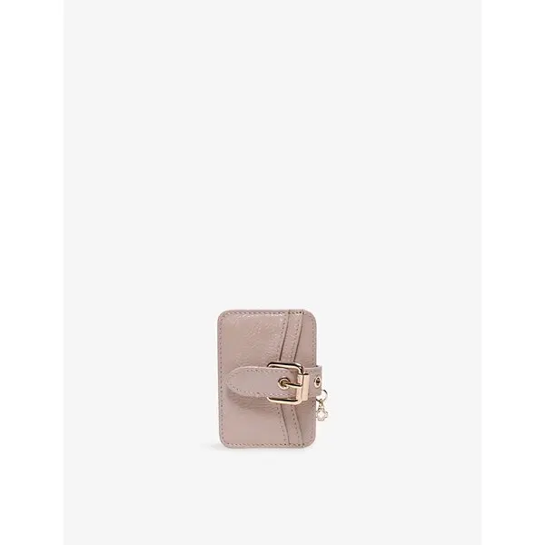 Maje Miss M Leather Card Holder - Mastic Beige