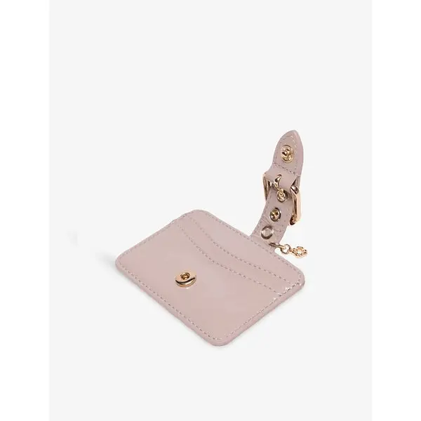 Maje Miss M Leather Card Holder - Mastic Beige