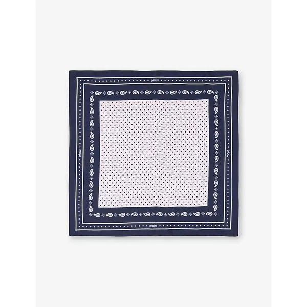 Maje Bandana-print Silk-twill Scarf - Navy Polka Dot Bandana
