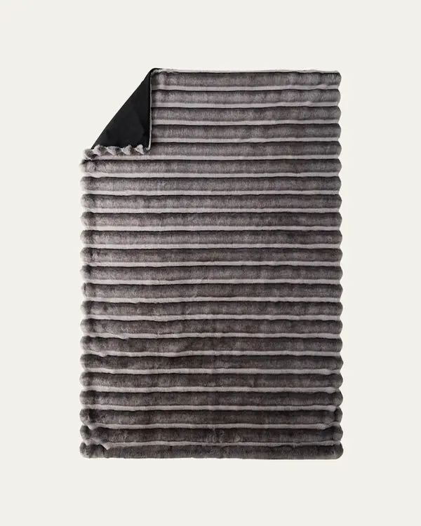 LYLA GRANT Faux Chinchilla Throw, 60" X 72 - Gray