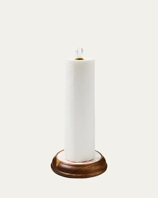 MACKENZIE-CHILDS Rosy Check Wood Paper Towel Holder