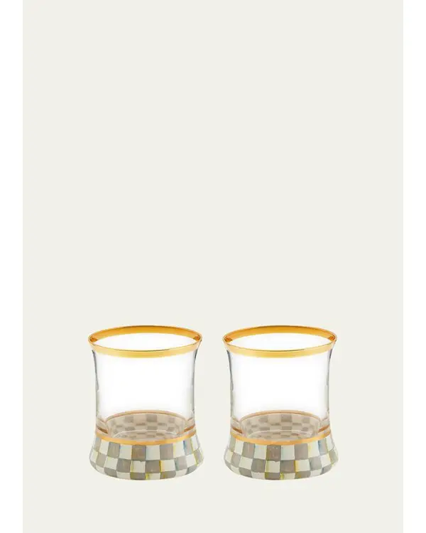 MACKENZIE-CHILDS Sterling Check Tumbler Glass, Set Of 2 - Noclr