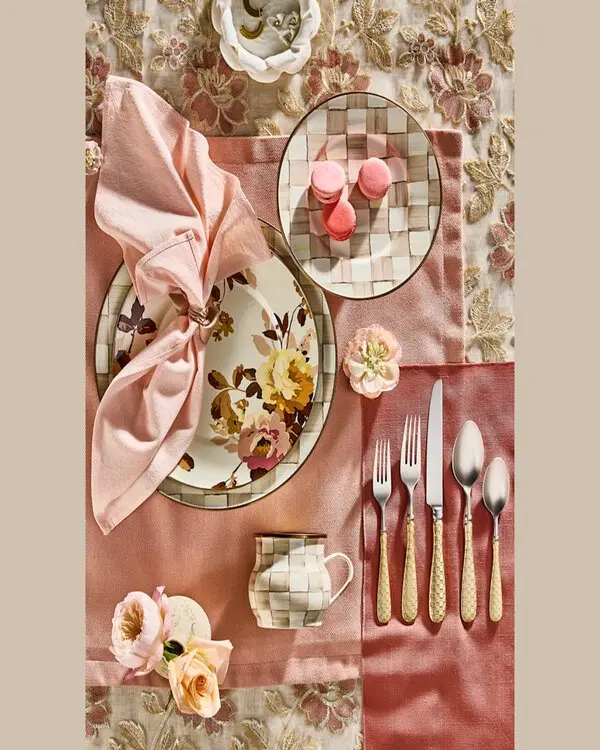 MACKENZIE-CHILDS Mocha Check Charger Plate