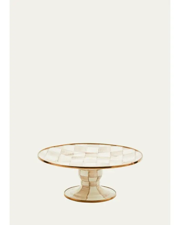 MACKENZIE-CHILDS Mocha Check Mini Pedestal Platter