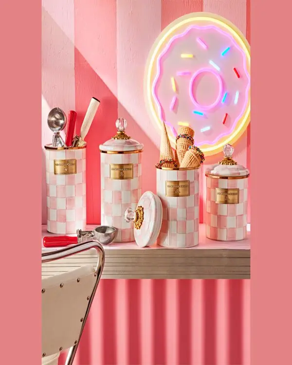 MACKENZIE-CHILDS Rosy Check Enamel Canister