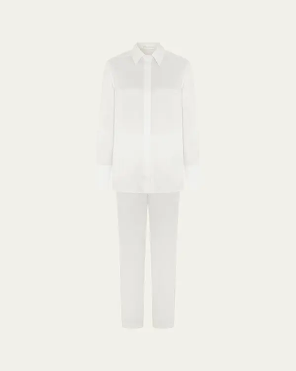 Olivia Von Halle Bacall Straight-leg Silk Pajama Set - Ivory