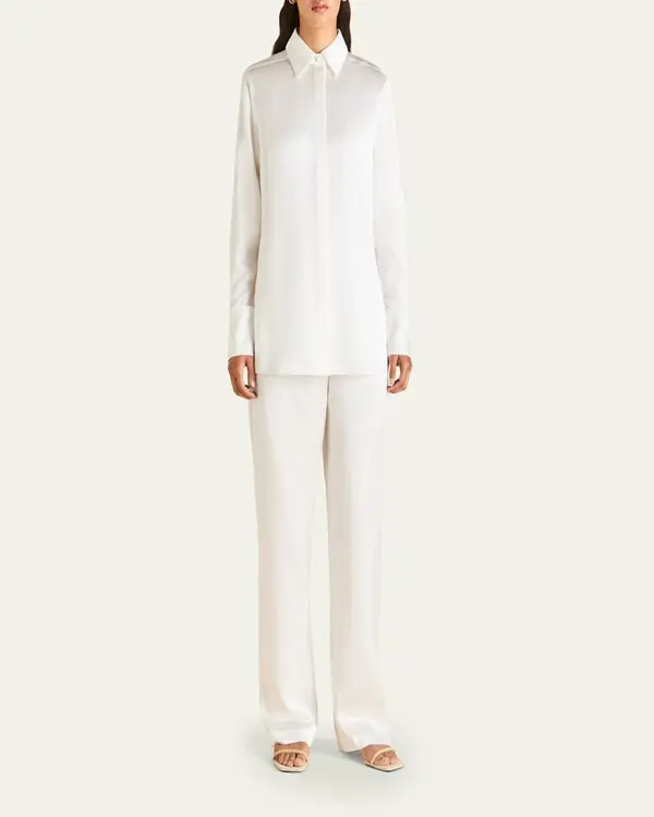 Olivia Von Halle Bacall Straight-leg Silk Pajama Set