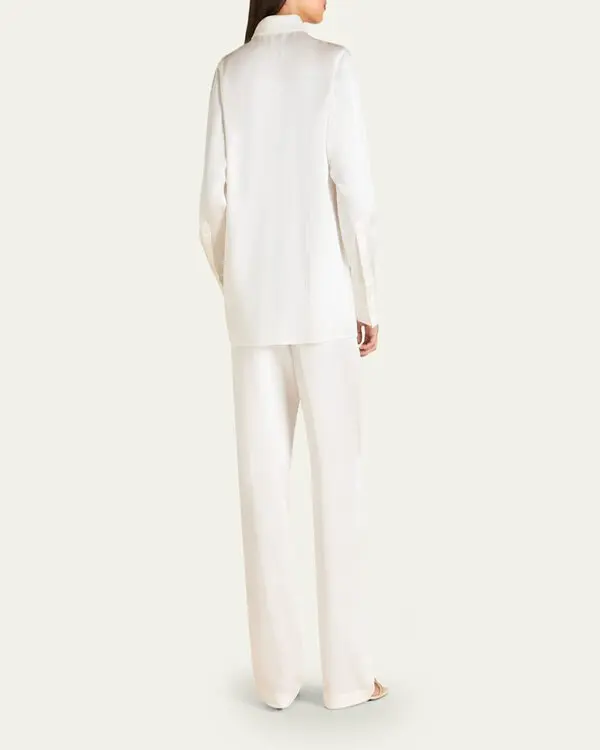Olivia Von Halle Bacall Straight-leg Silk Pajama Set